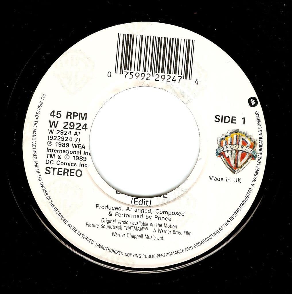 PRINCE Batdance Vinyl Record 7 Inch Warner Bros 1989